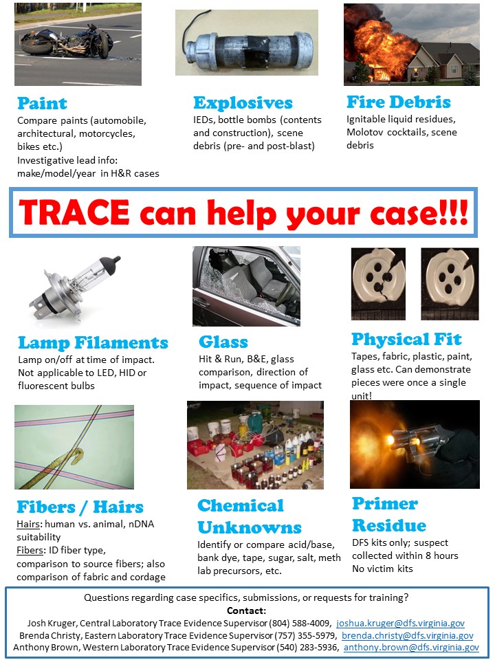TRACE can help your case!!! Final - Virginia Department of Forensic Science